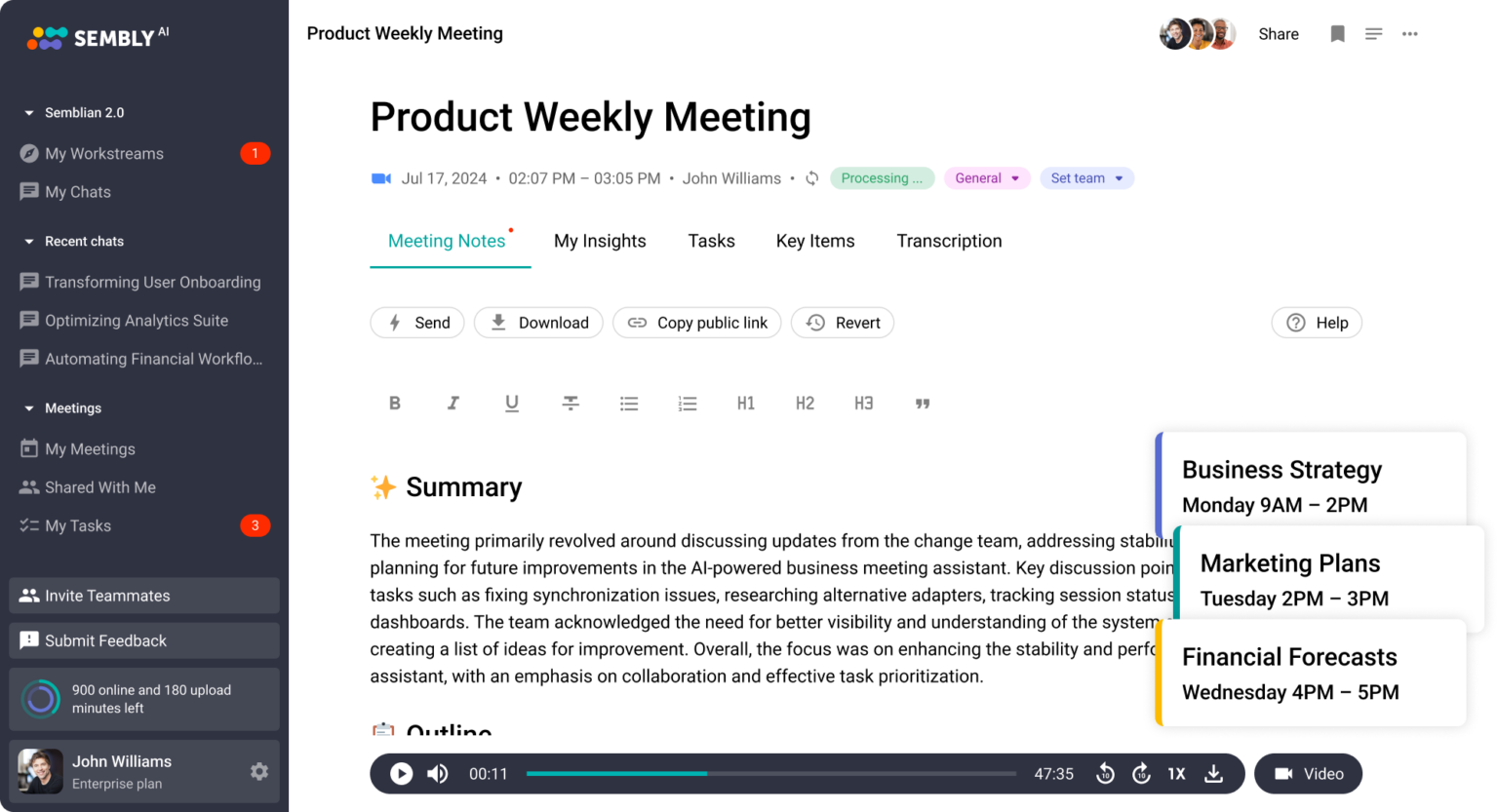 AI Meeting Transcriptions and Recording Software - Sembly AI