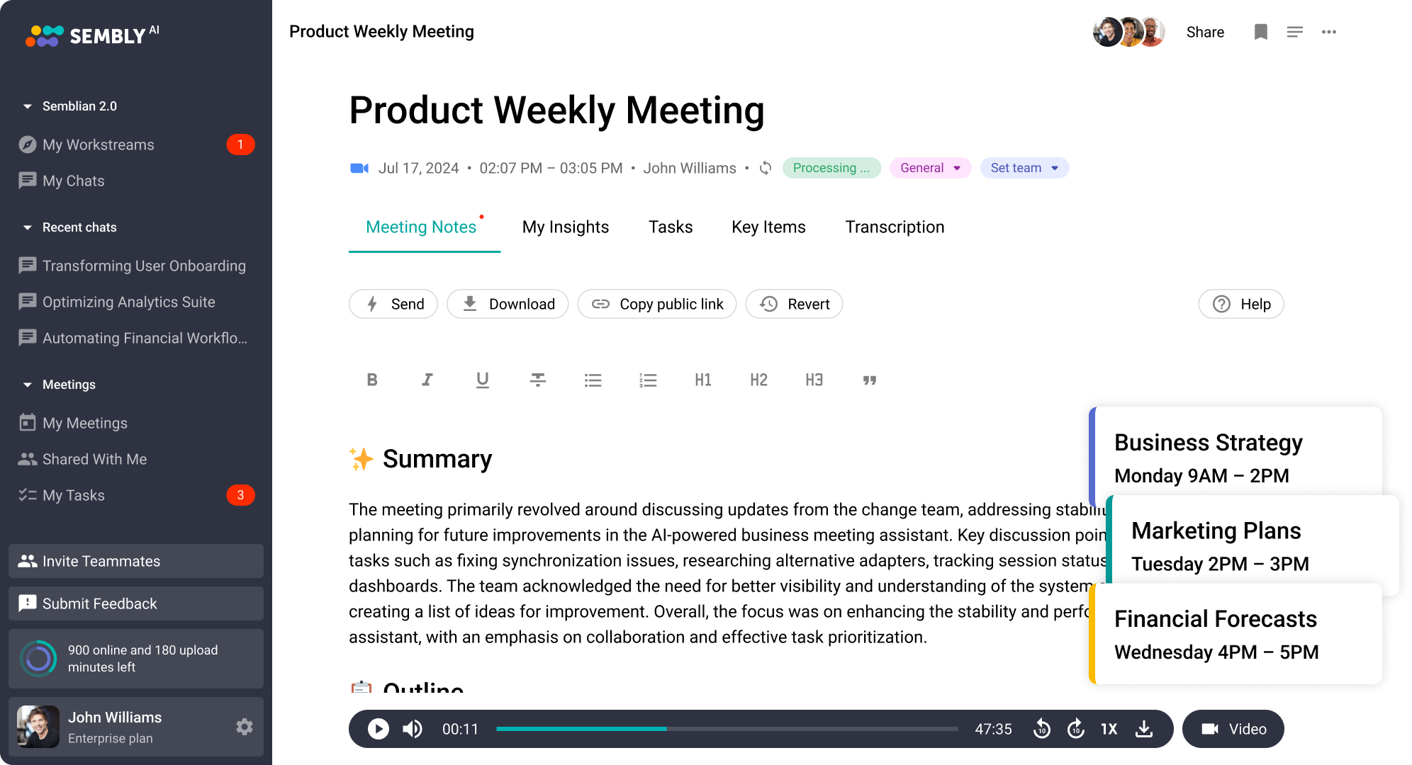 AI Meeting Transcriptions and Recording Software - Sembly AI